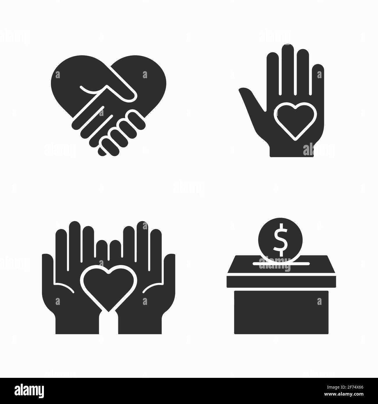 Charity and volunteer icons set. Vector illustration for graphic and ...