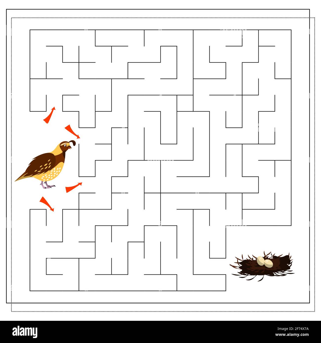 A maze game for kids. guide the bird through the maze to the nest with ...