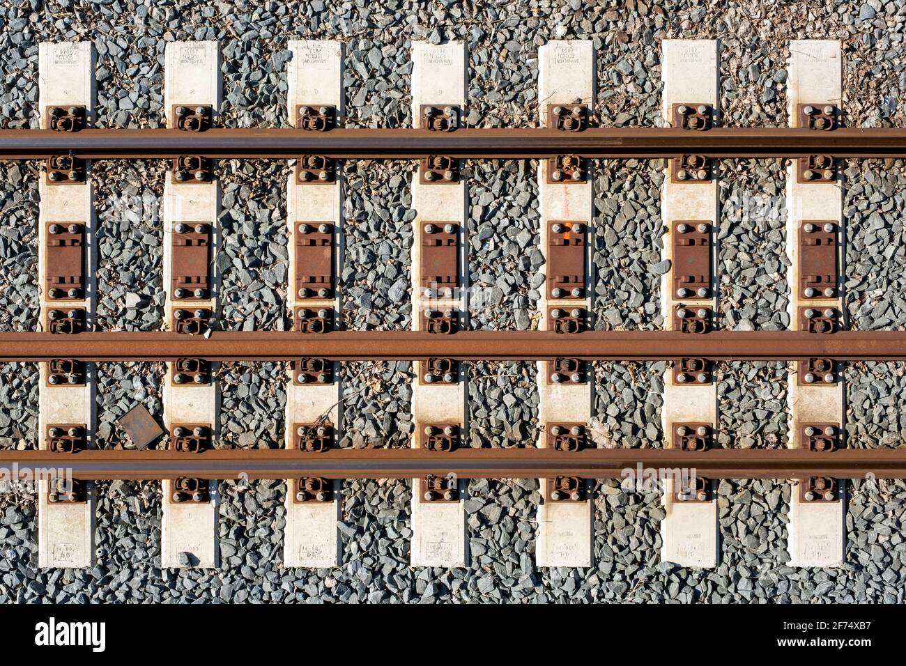 Railway Tracks top view Close up Stock Photo - Alamy