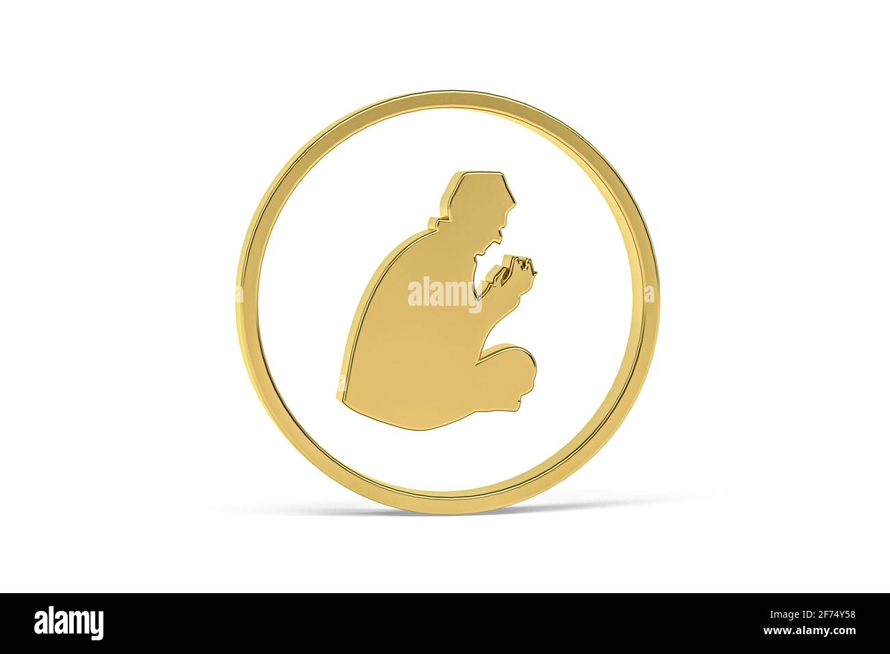 Golden 3d Arabic culture icon isolated on white background - 3d render ...