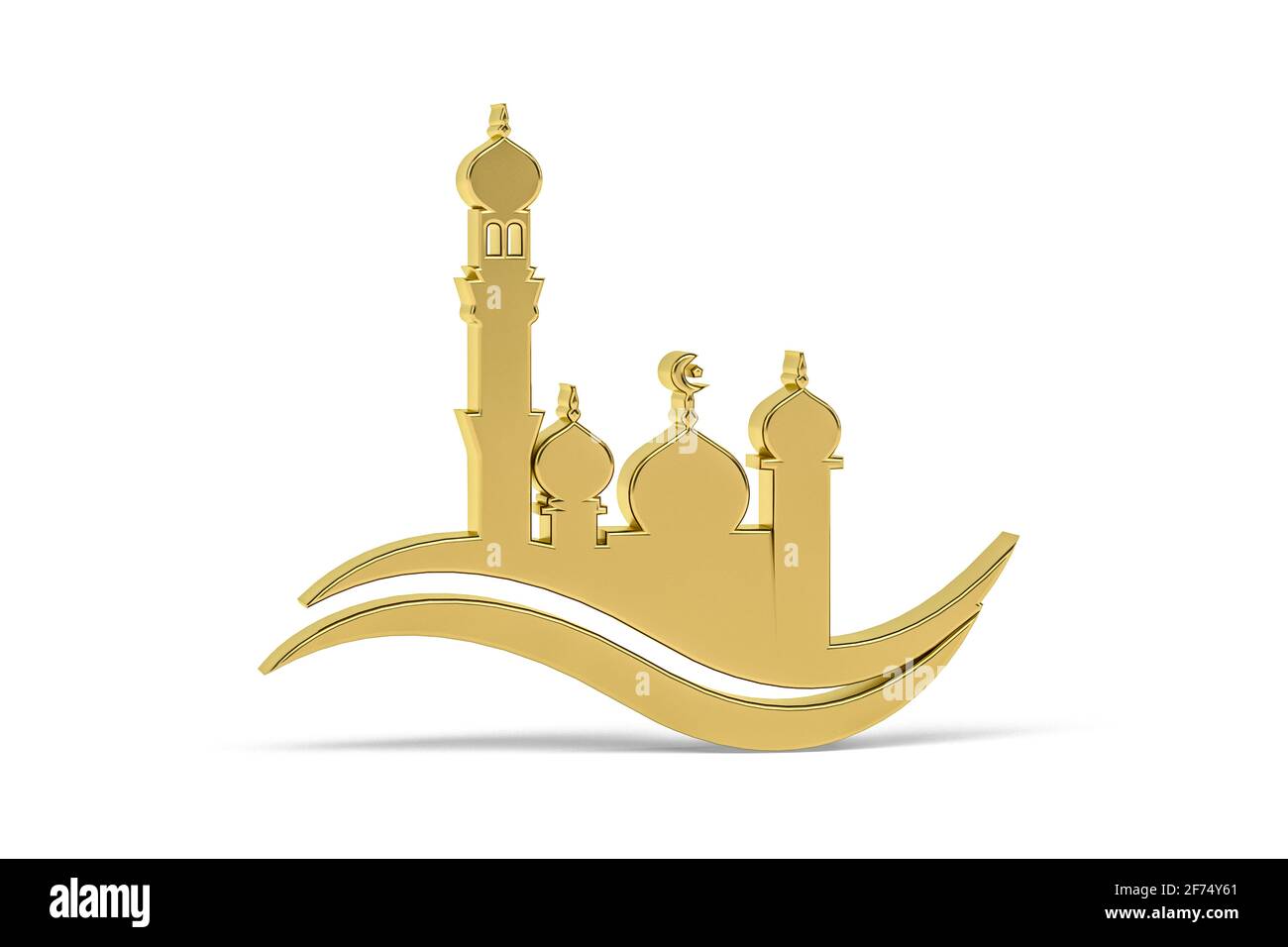 Golden 3d Arabic culture icon isolated on white background - 3d render ...