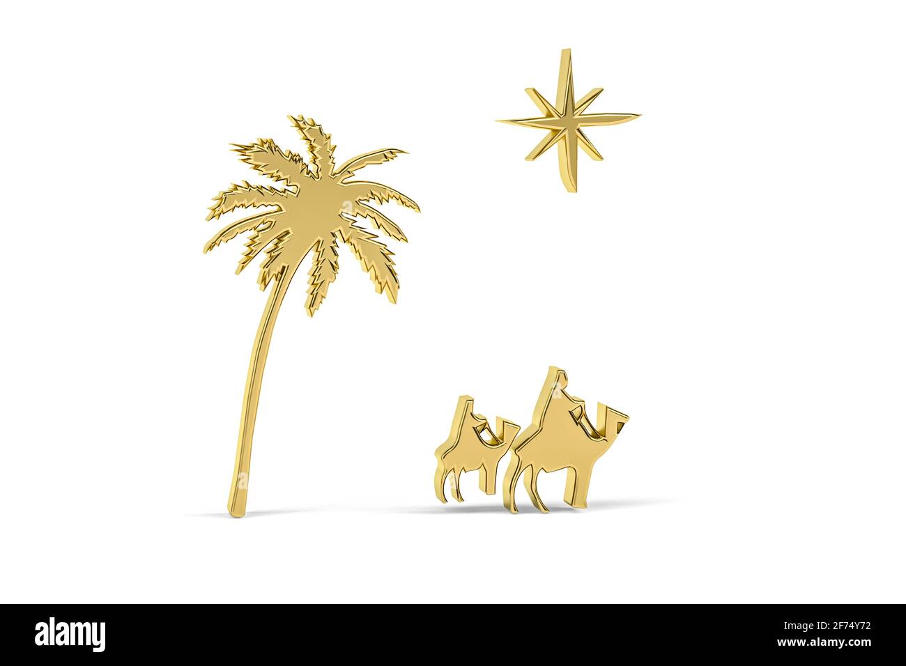 Golden 3d Arabic culture icon isolated on white background - 3d render ...