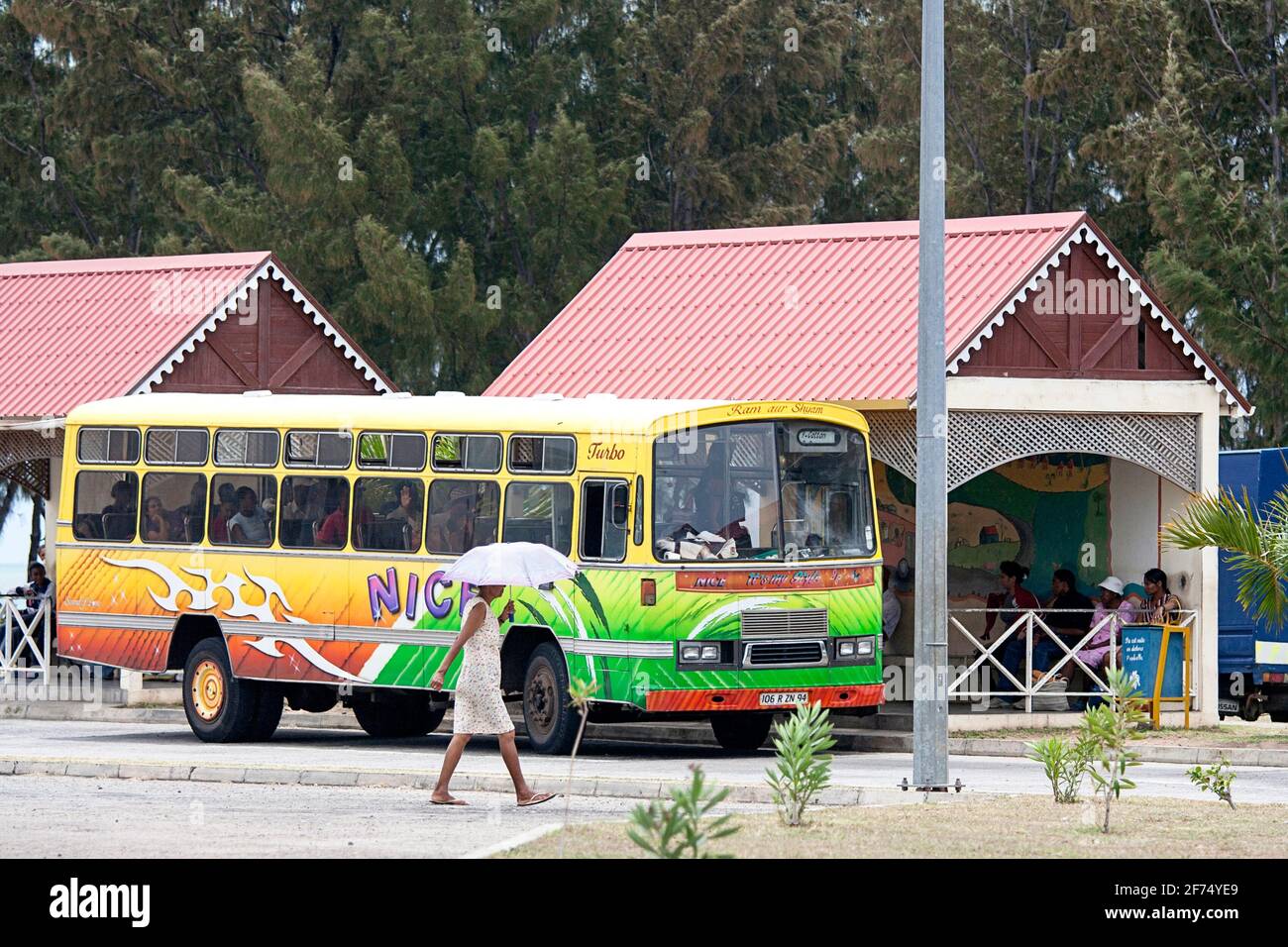 Bus station in Port Mathurin on Rodrigues island, Mauritius Stock Photo ...