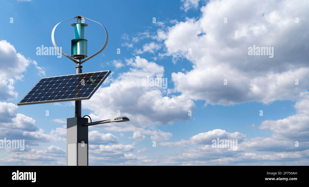 Street LED lantern powered by wind and solar energy Stock Photo - Alamy