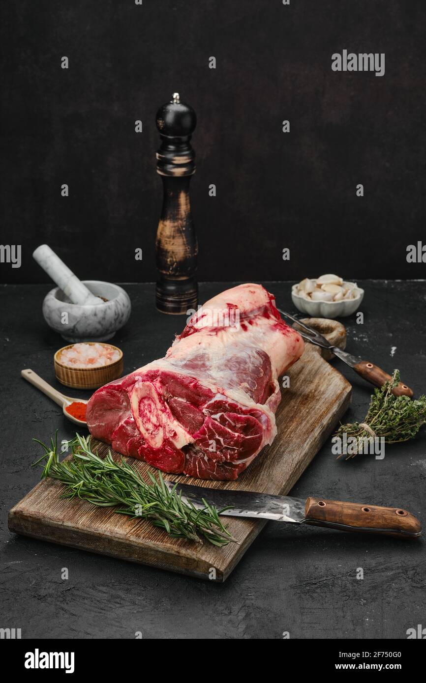 Raw beef shank, whole, uncut Stock Photo - Alamy