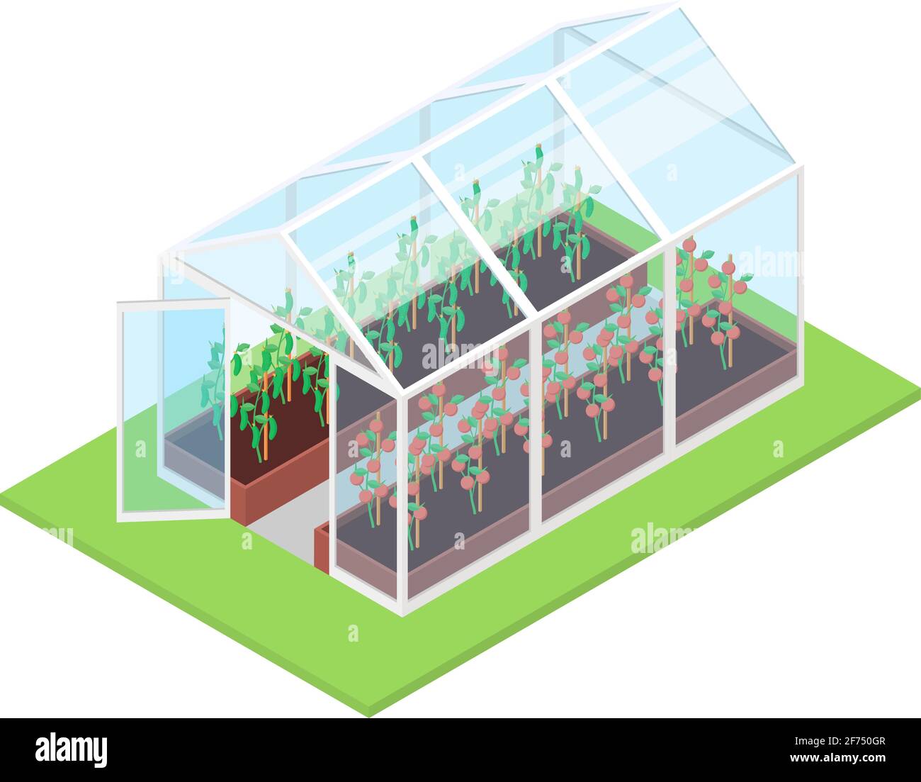 Isolated greenhouse on a white background. Flat vector isometric ...