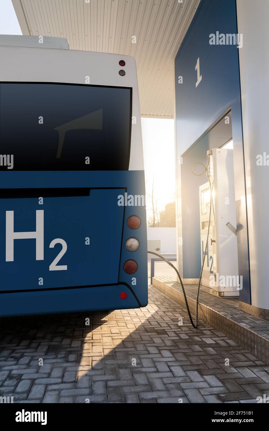 Fuel cell bus at the hydrogen filling station. Concept Stock Photo - Alamy