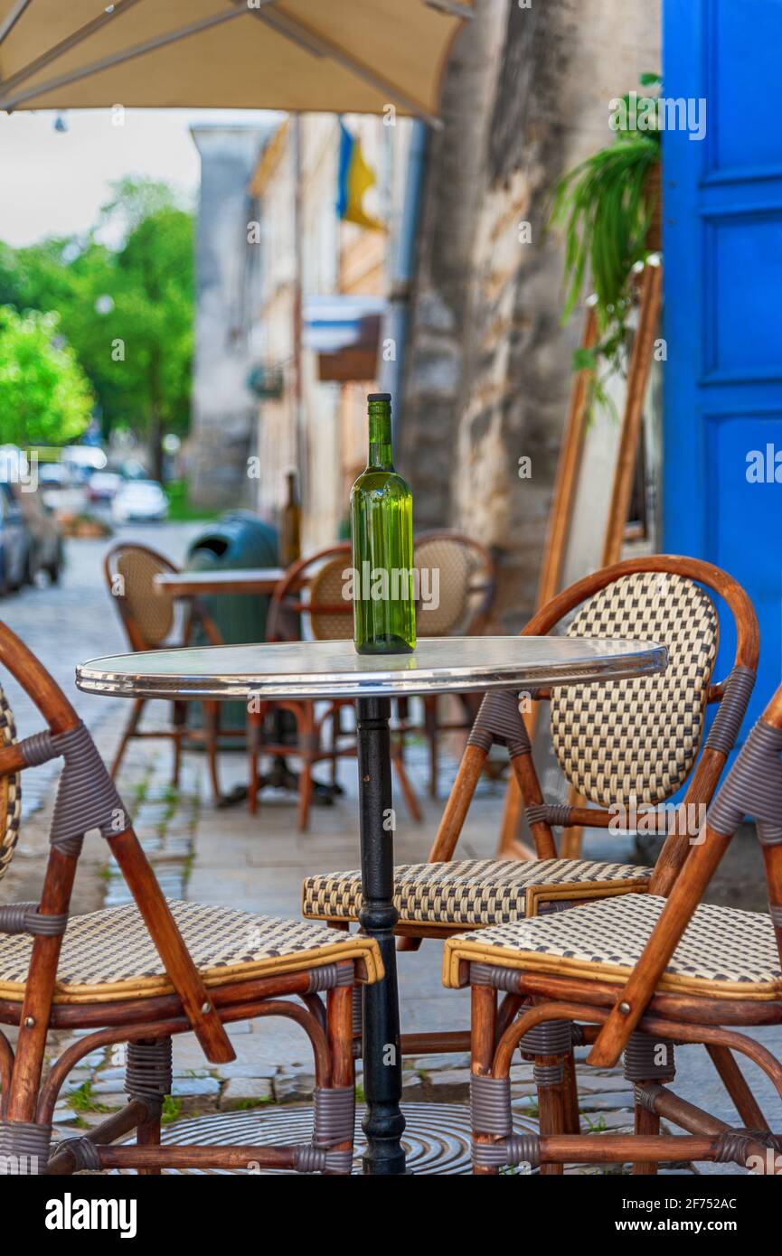 Vintage street cafe. Interior summer open-air street cafe Stock Photo ...