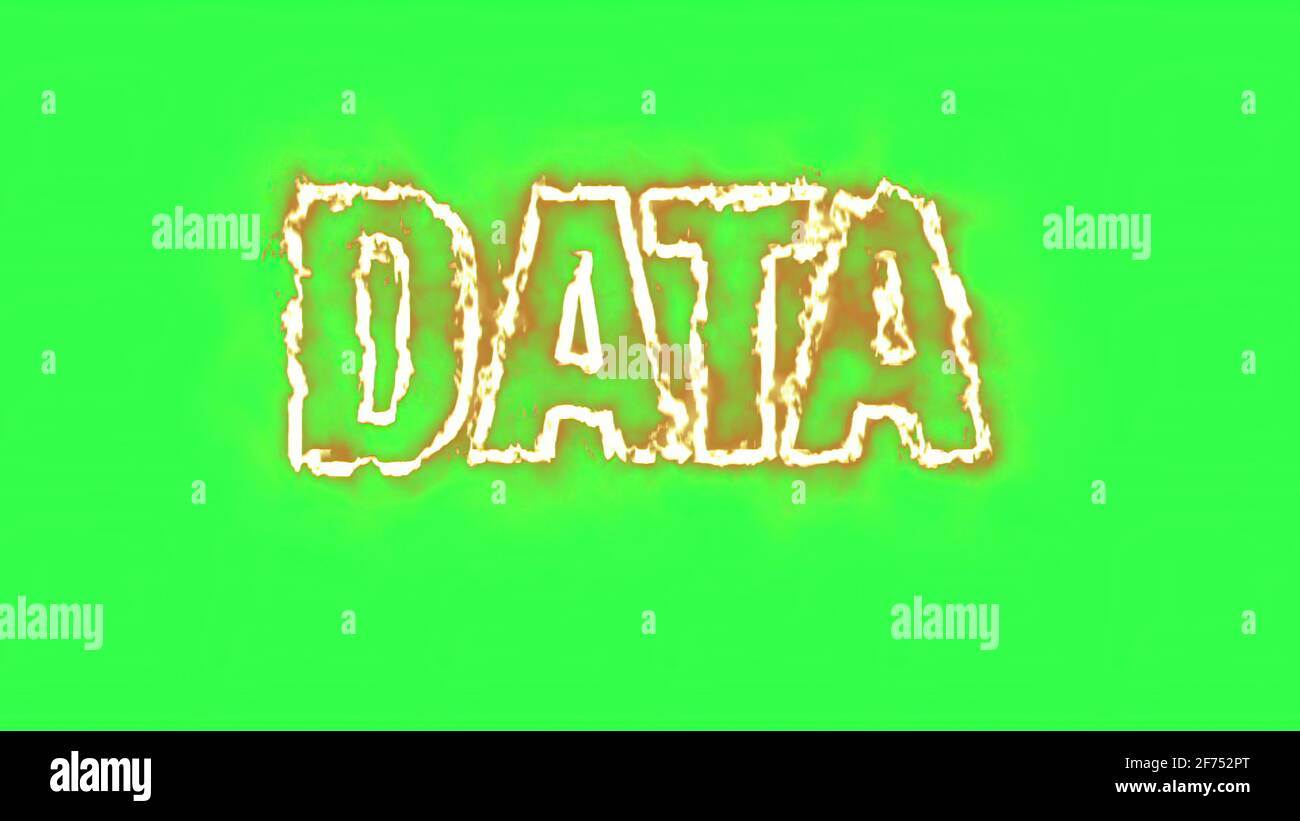 word DATA burning on fire - green screen Stock Photo - Alamy