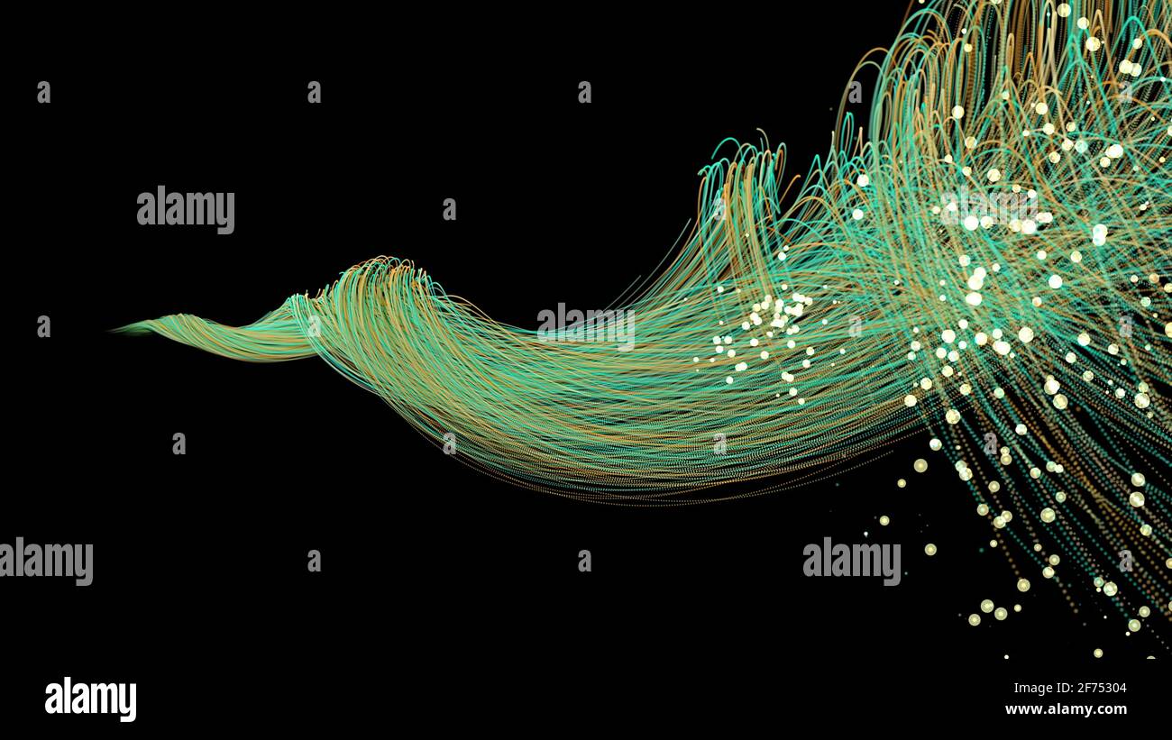 3d rendering background with twisted particle strings Stock Photo - Alamy