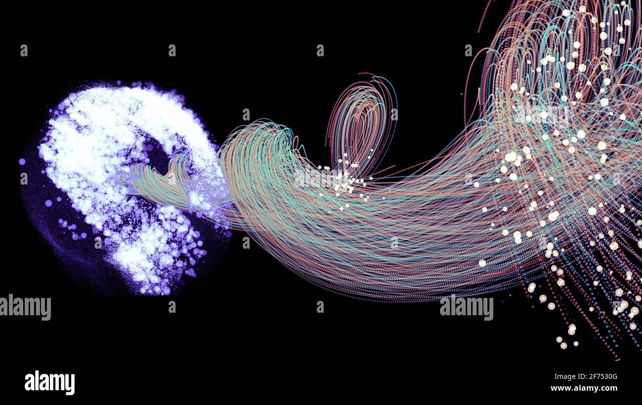 3d rendering background with twisted particle strings Stock Photo - Alamy