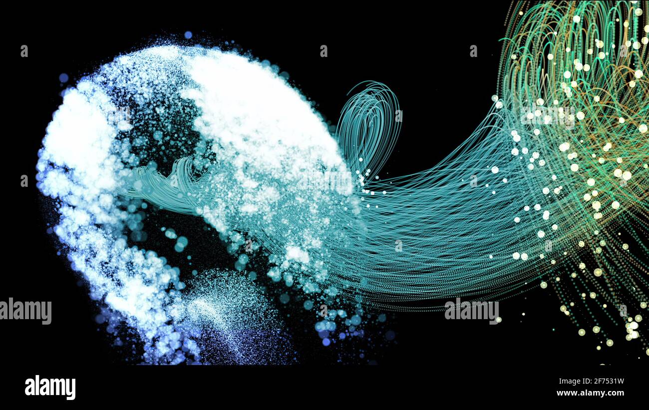 3d rendering background with twisted particle strings Stock Photo - Alamy