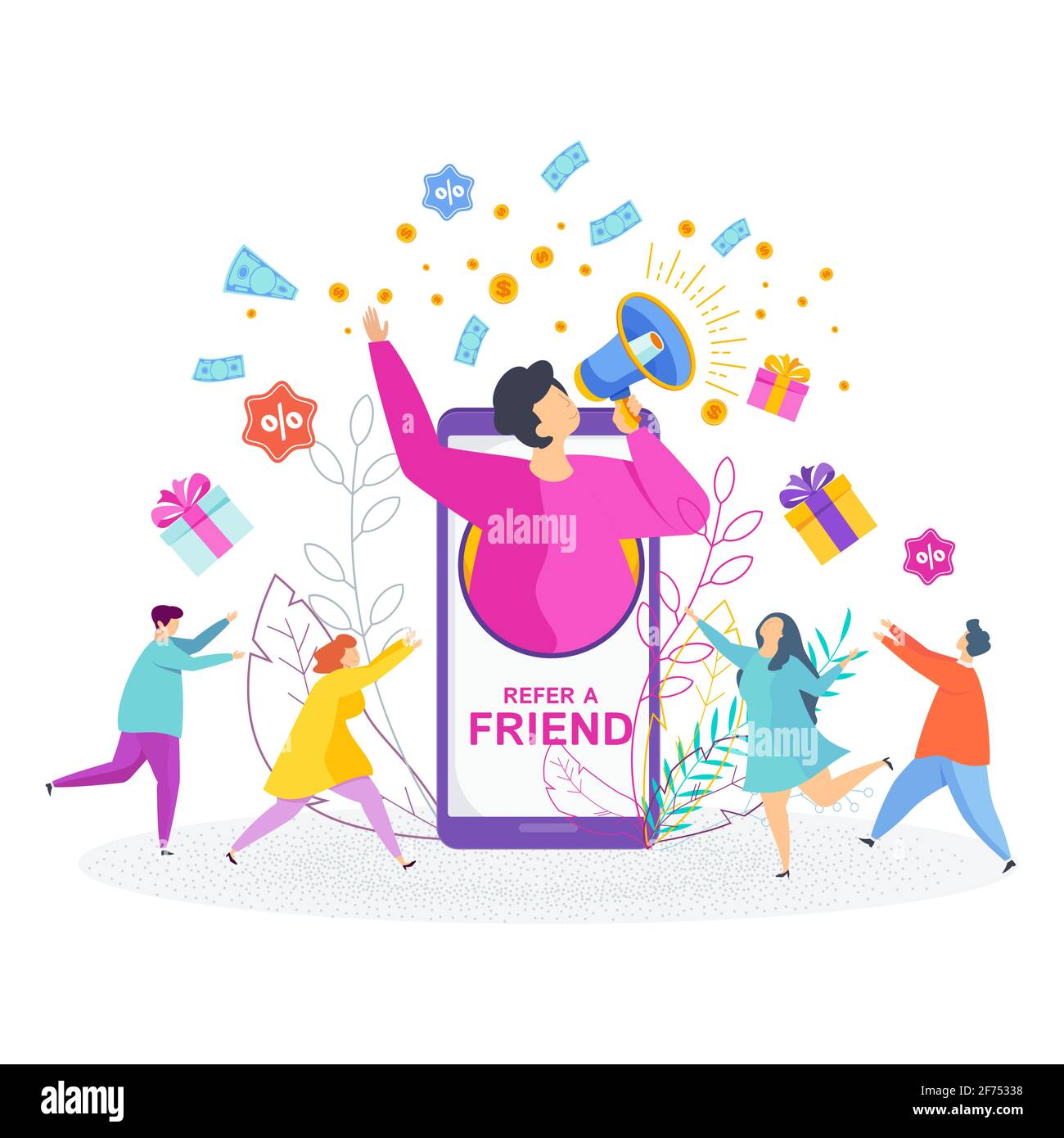 Refer a friend concept. Invitation by referral program Stock Vector ...