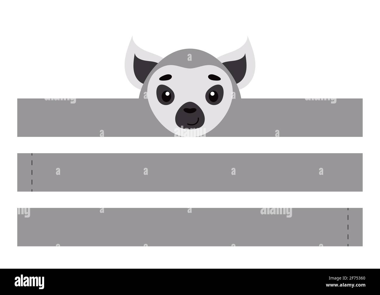Printable lemur paper crown. Party headband die cut template for ...