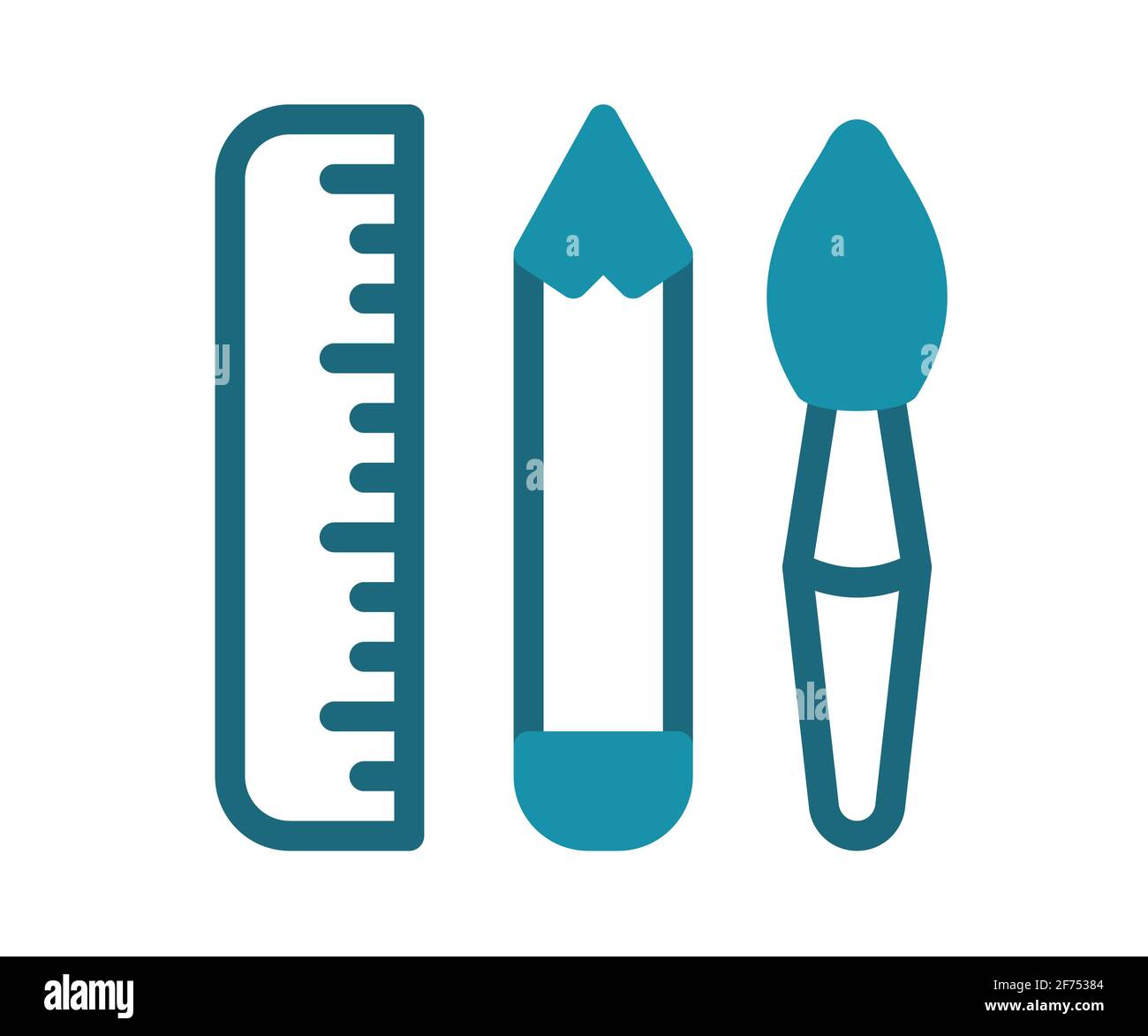 design tool pen brush single isolated icon with solid line style vector ...