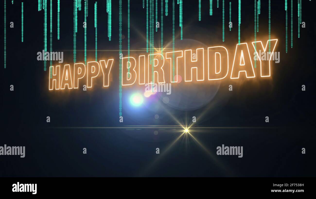 word happy birthday in fire on black background Stock Photo - Alamy