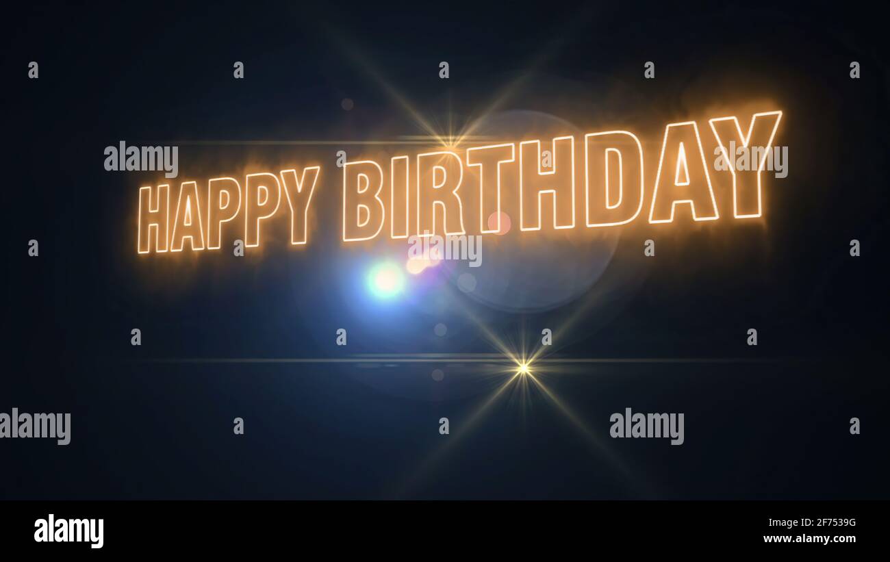 word happy birthday in fire on black background Stock Photo - Alamy