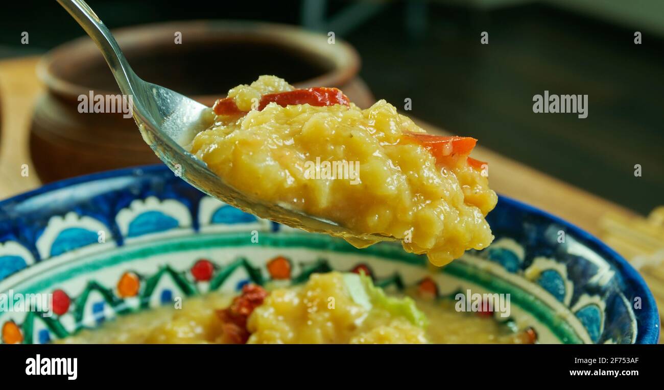 Red Lentil Dahl - Masoor Dal Tadka Stock Photo - Alamy