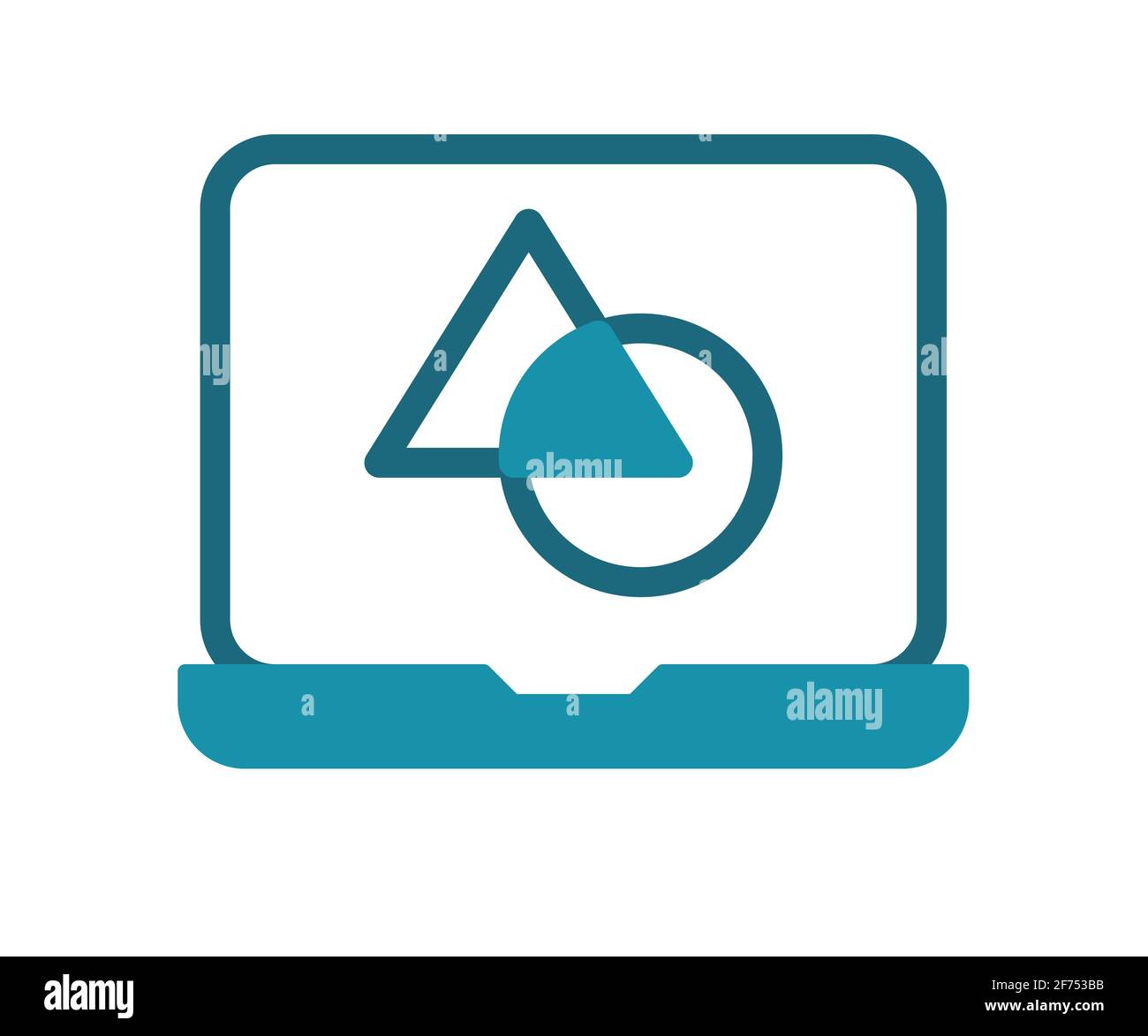 laptop graphic design single isolated icon with solid line style vector ...