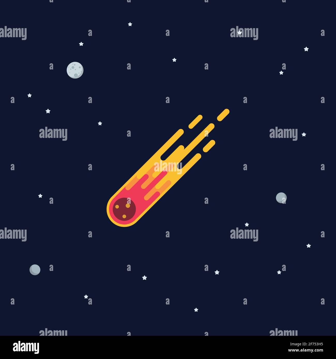 Meteorite on space background. star and planets on galaxy background ...