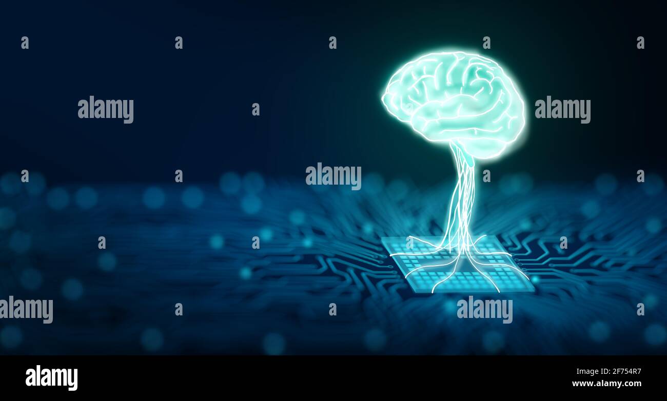 Ai Chipset With Human Brain On Computer Circuit Board Artificial Intelligence Data Mining And