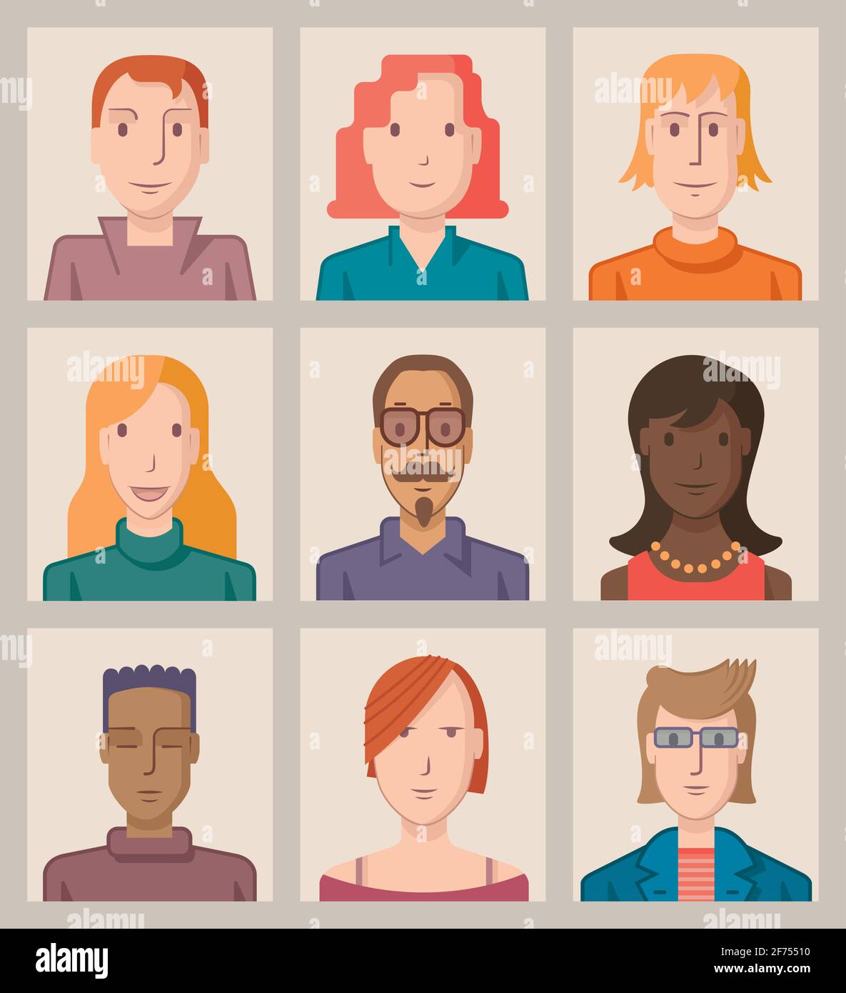 Nine portraits of young people, flat design Stock Vector Image & Art ...