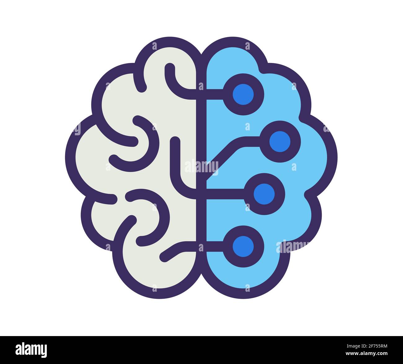 thinking brain think single isolated icon with filled outline line ...