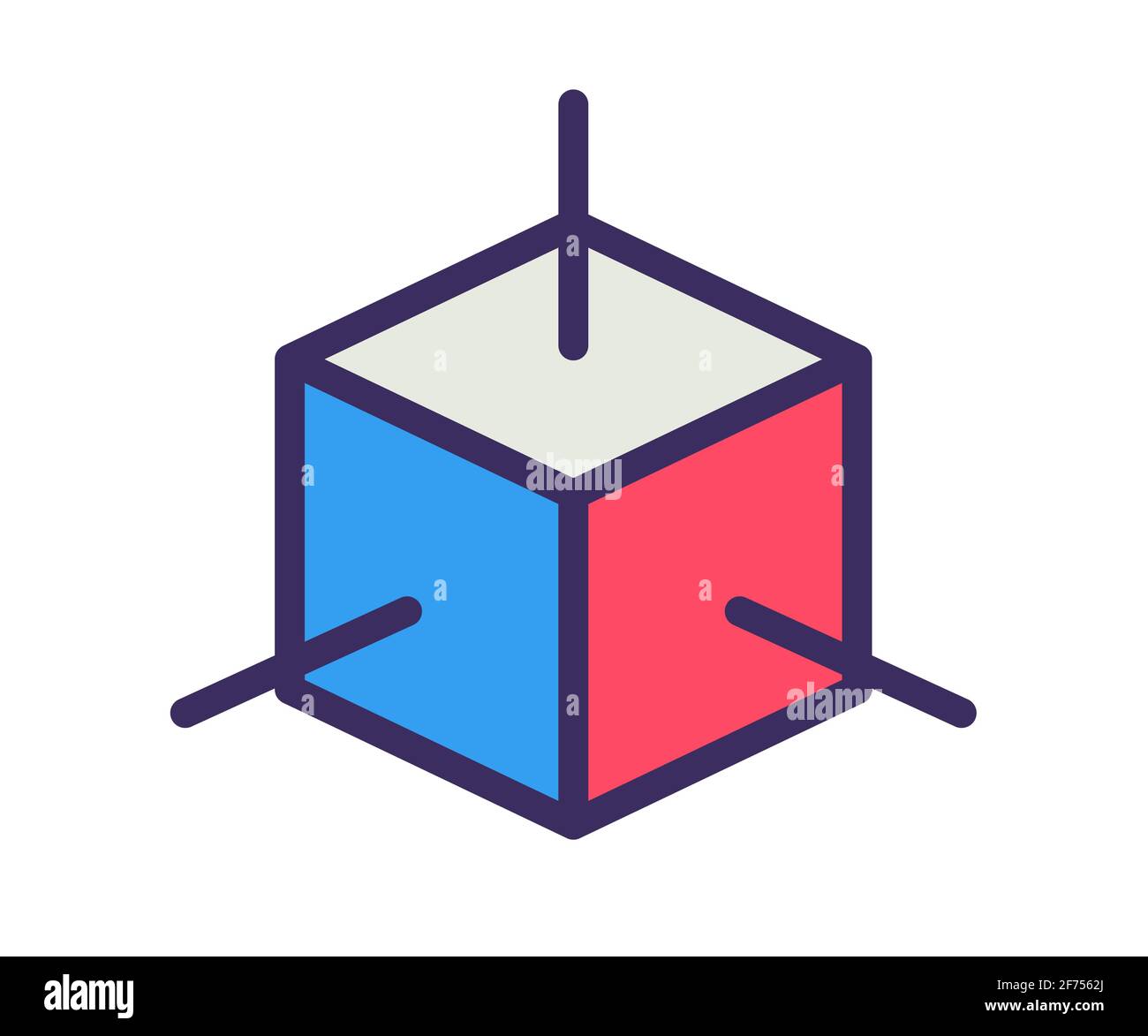 3D modeling dimension single isolated icon with filled outline line ...