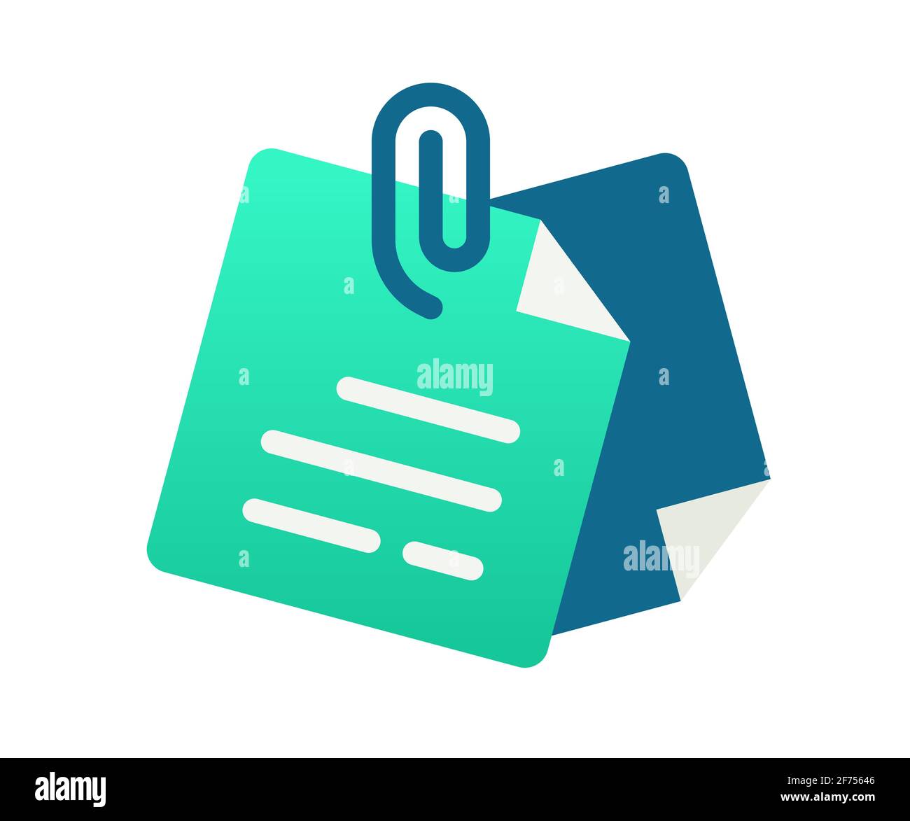 paper clip note single isolated icon with gradient style vector ...