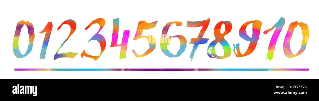 Multicolored brush numbers. Vector illustration Stock Vector Image ...