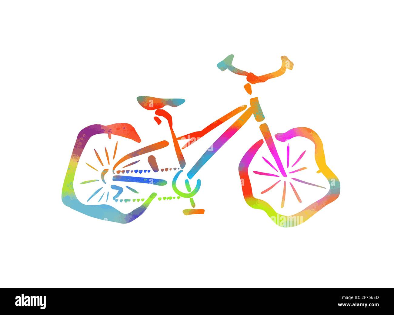 The object of the bike on the deflated wheels. Multi-colored bike ...