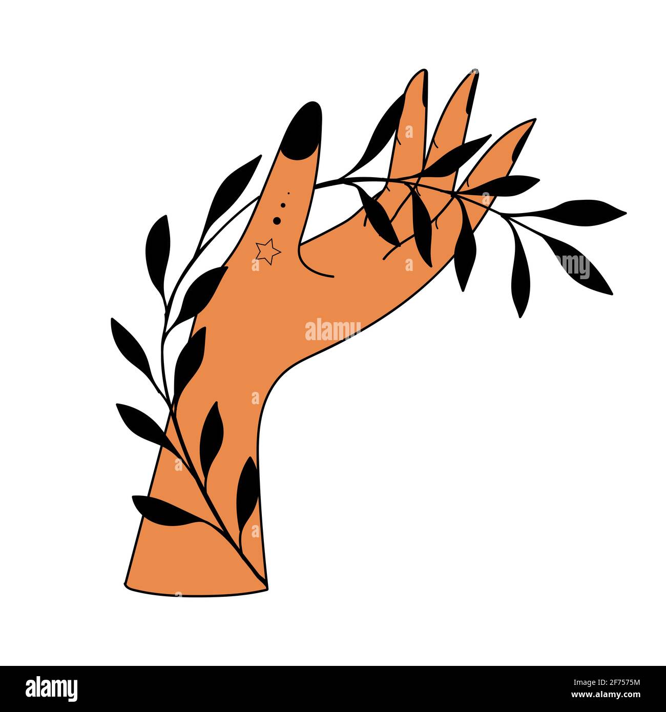 Hand drawn hand with Magic Symbols, Magic astrological symbols vector ...