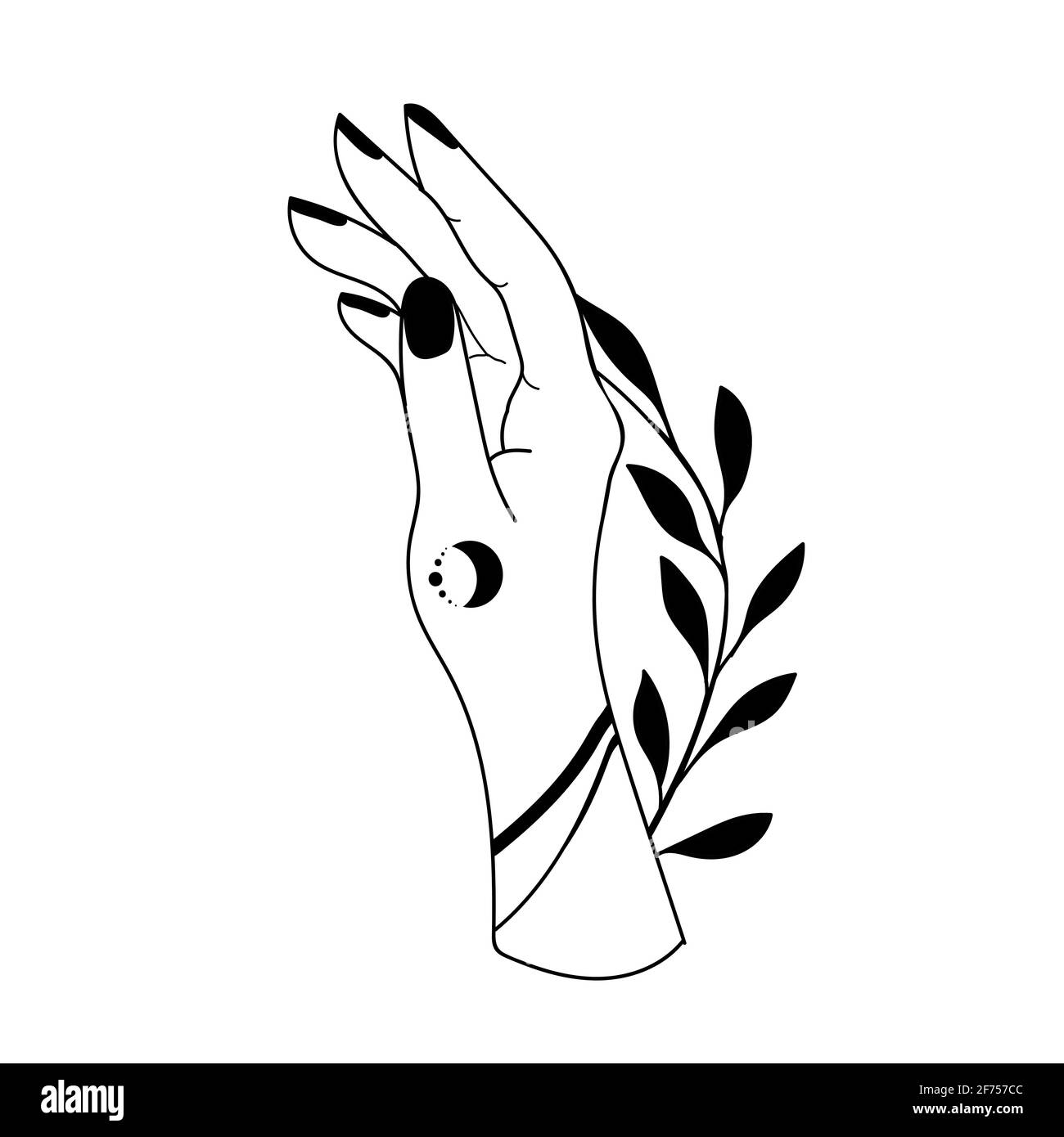 Hand drawn hand with Magic Symbols, Magic astrological symbols vector ...