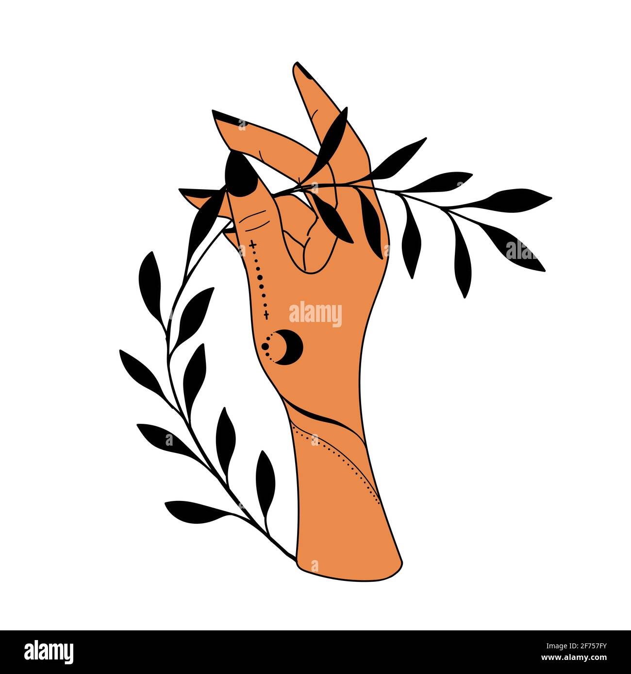 Hand drawn hand with Magic Symbols, Magic astrological symbols vector ...