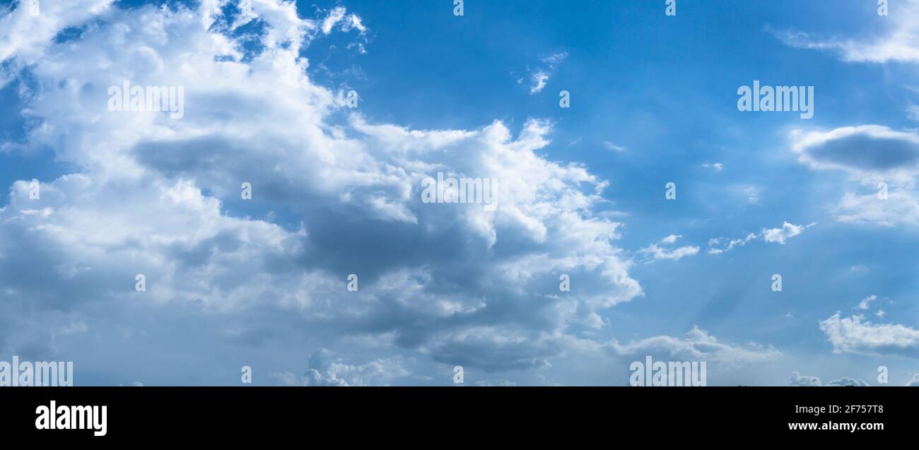Beautiful view of blue sky with clouds. Beautiful shapes, partly cloudy ...