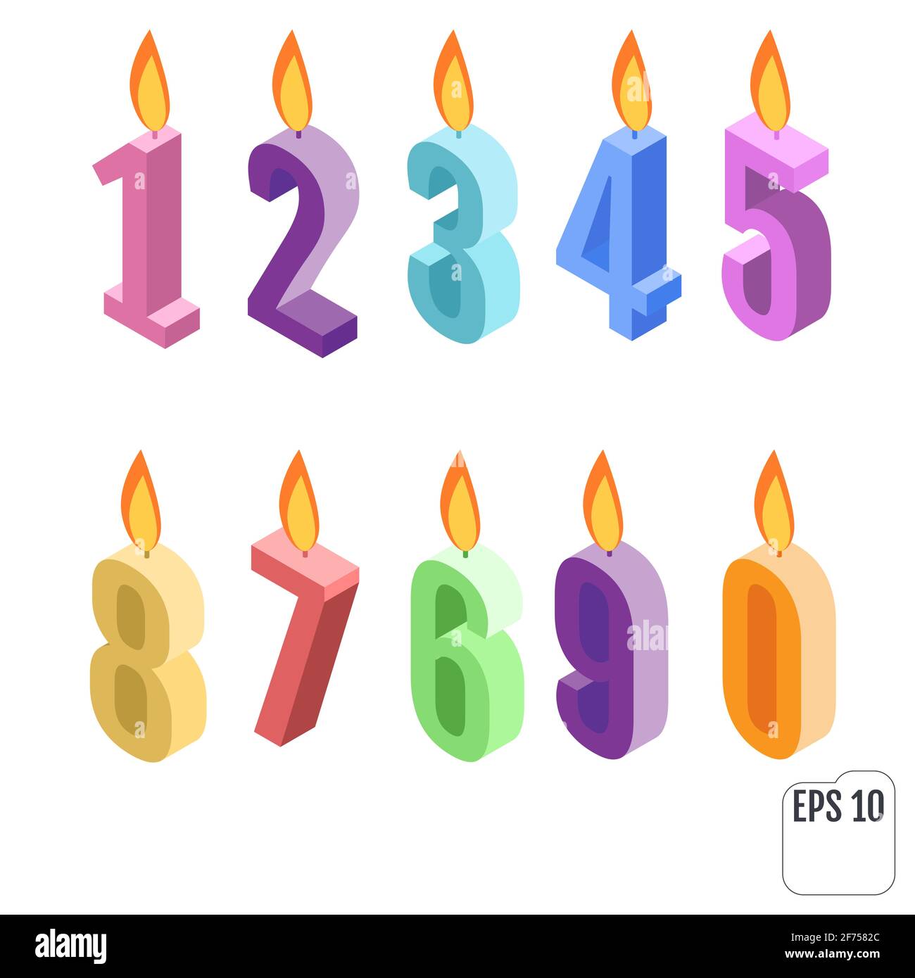 Birthday candles number set isolated hi-res stock photography and ...