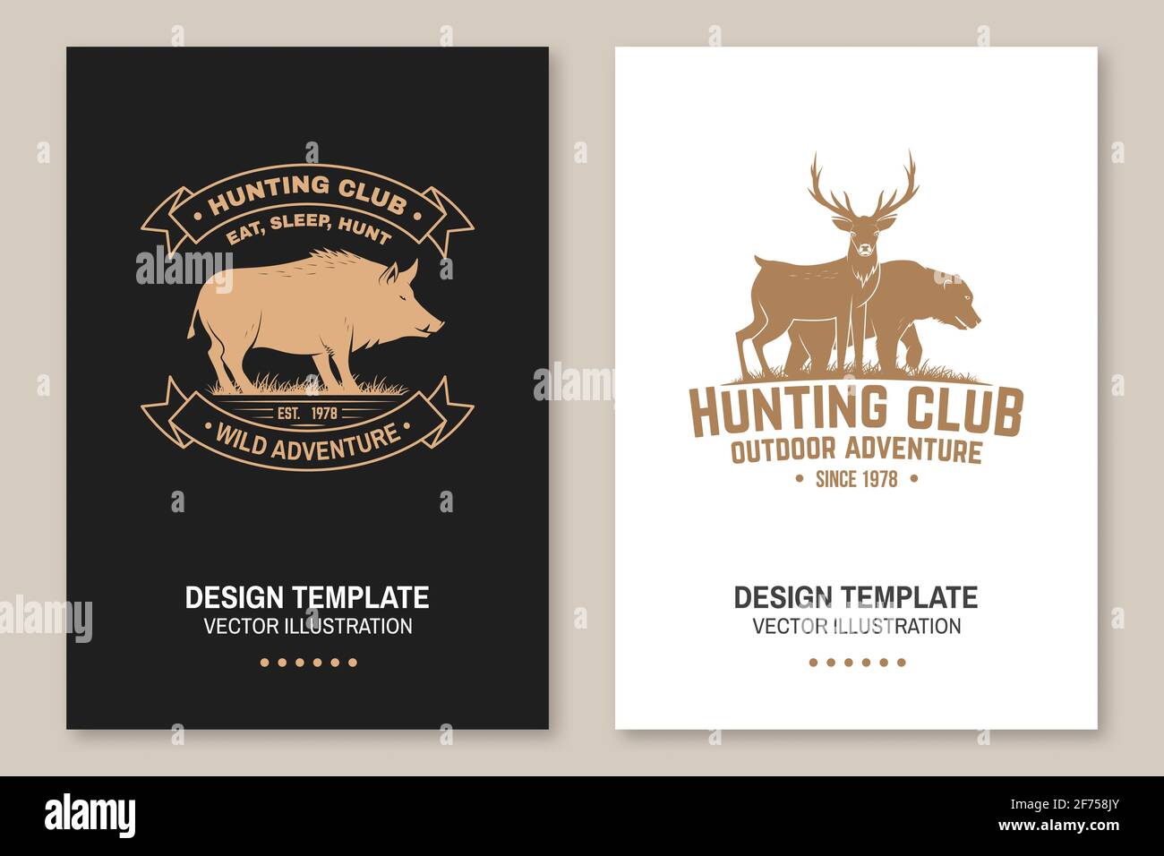 Hunting club badge. Eat, sleep, hunt. Vector illustration Flyer ...