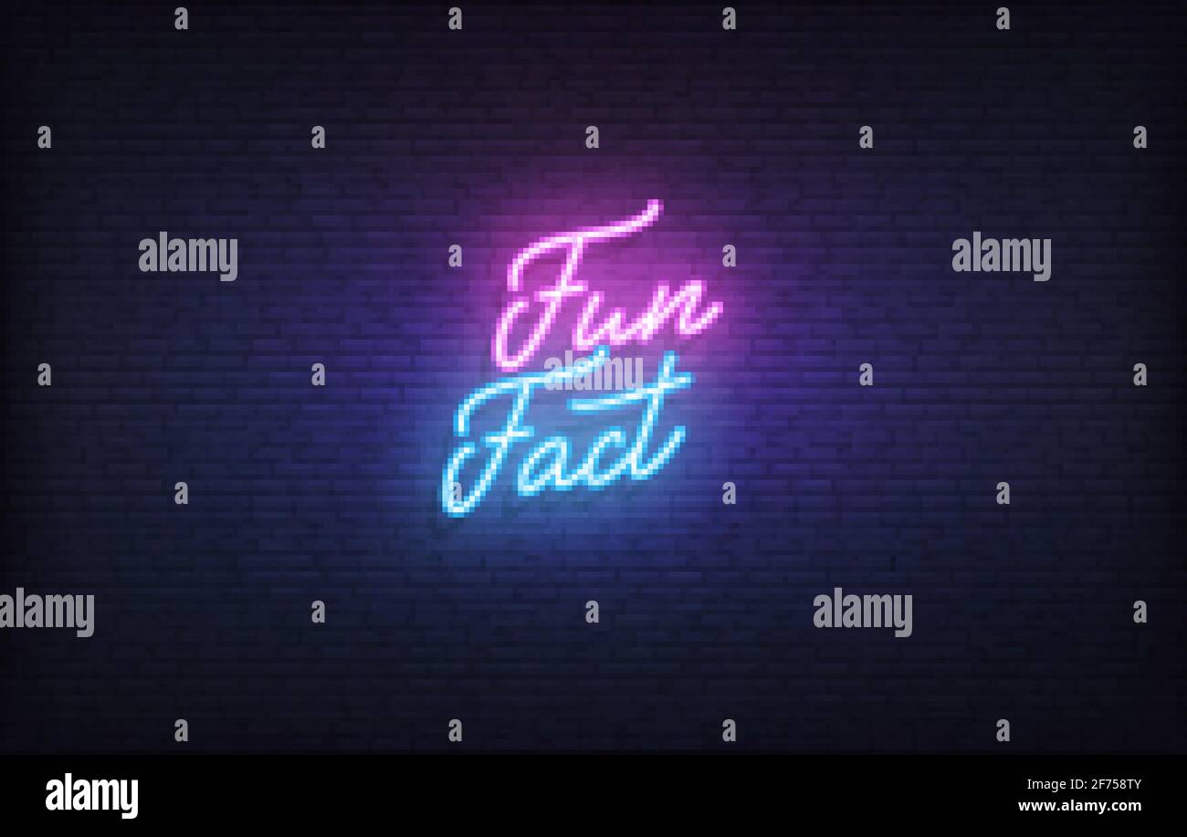 Fun Fact neon sign. Glowing neon lettering Fun Fact template Stock ...