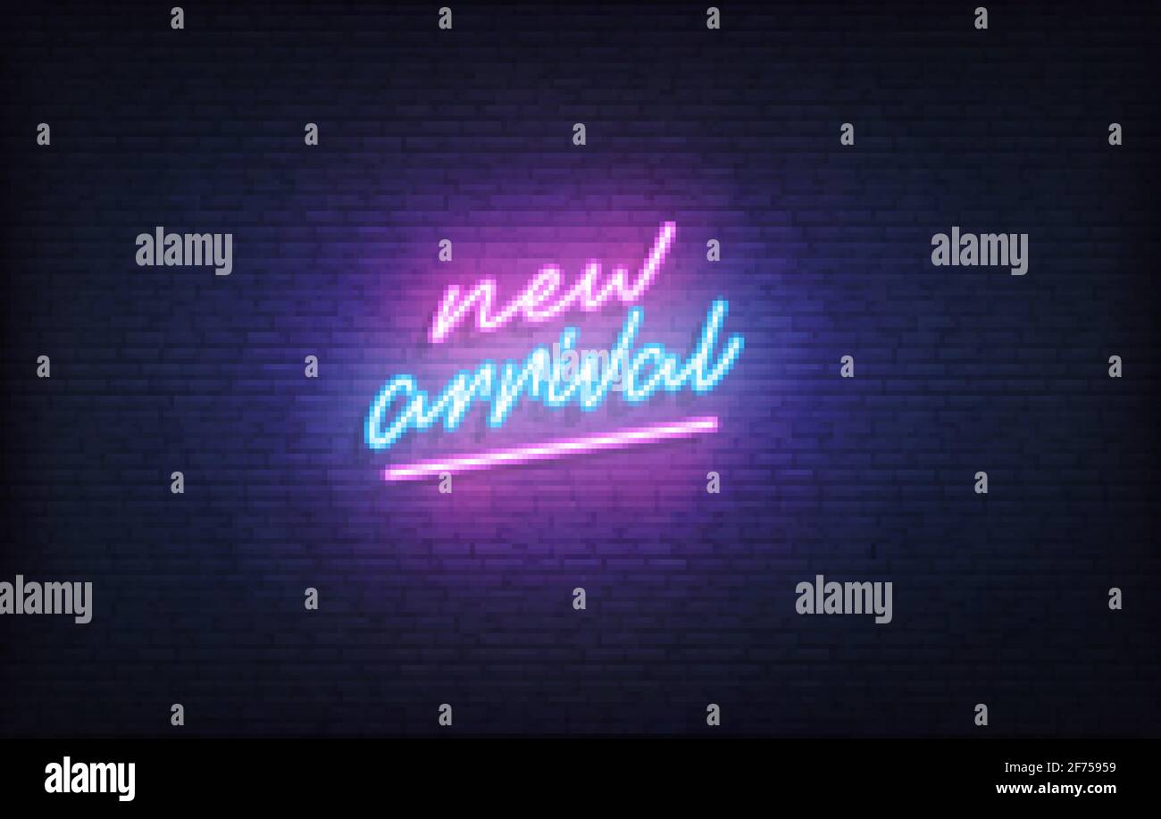 New Arrival neon sign. Glowing neon lettering New Arrival template ...