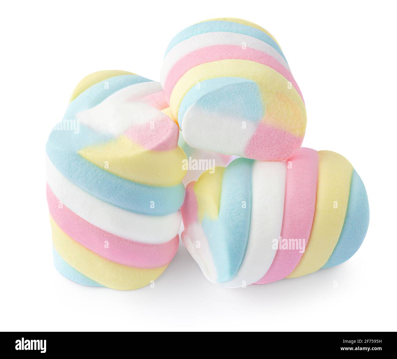 Marshmellow candies isolated on white background. Rainbow colored ...