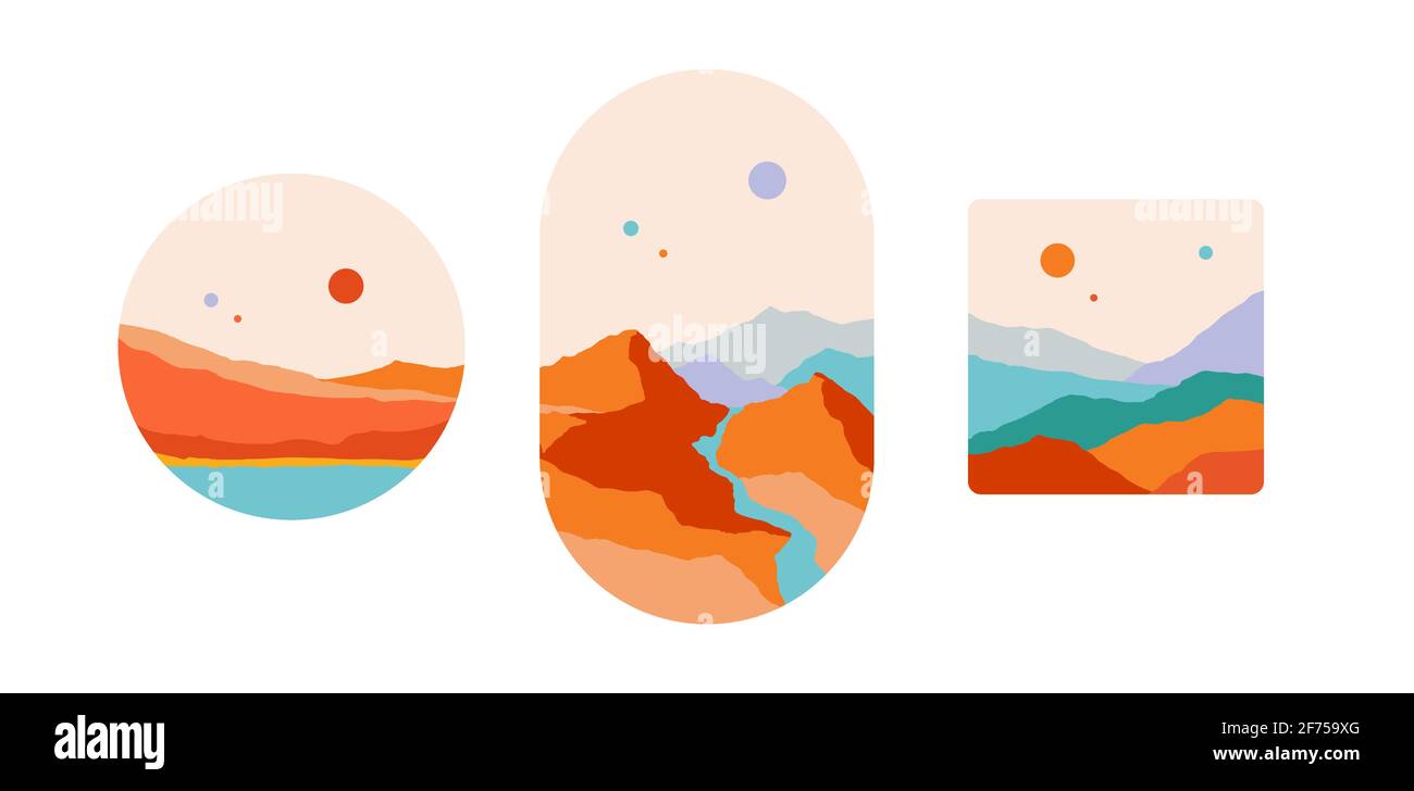 Mountain. Abstract landscape art print, minimalist style Stock Vector ...
