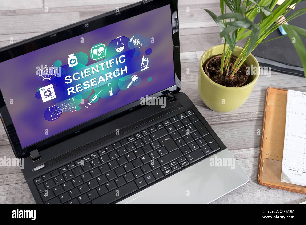 Laptop screen with scientific research concept Stock Photo - Alamy