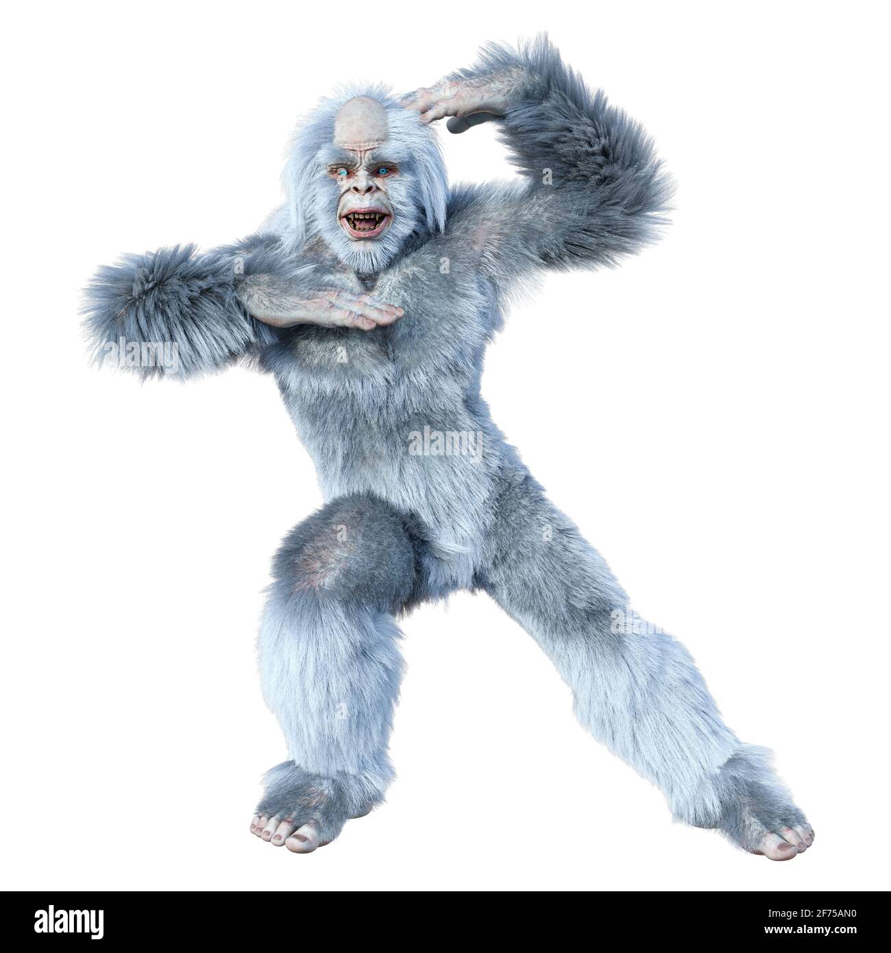 3D rendering of a fantasy creature yeti isolated on white background ...