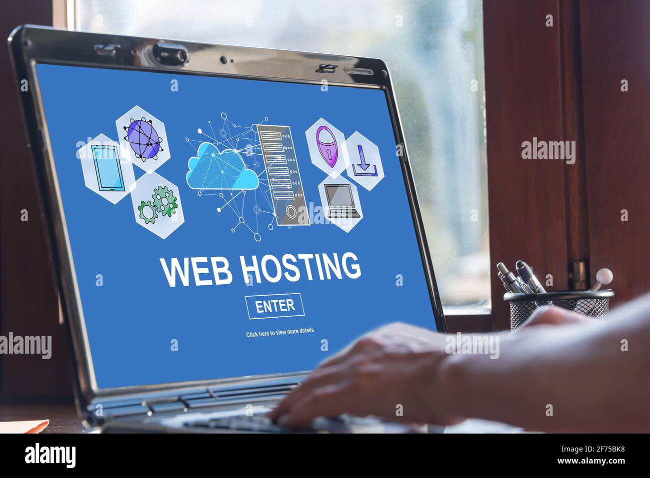 Laptop screen displaying a hosting concept Stock Photo - Alamy