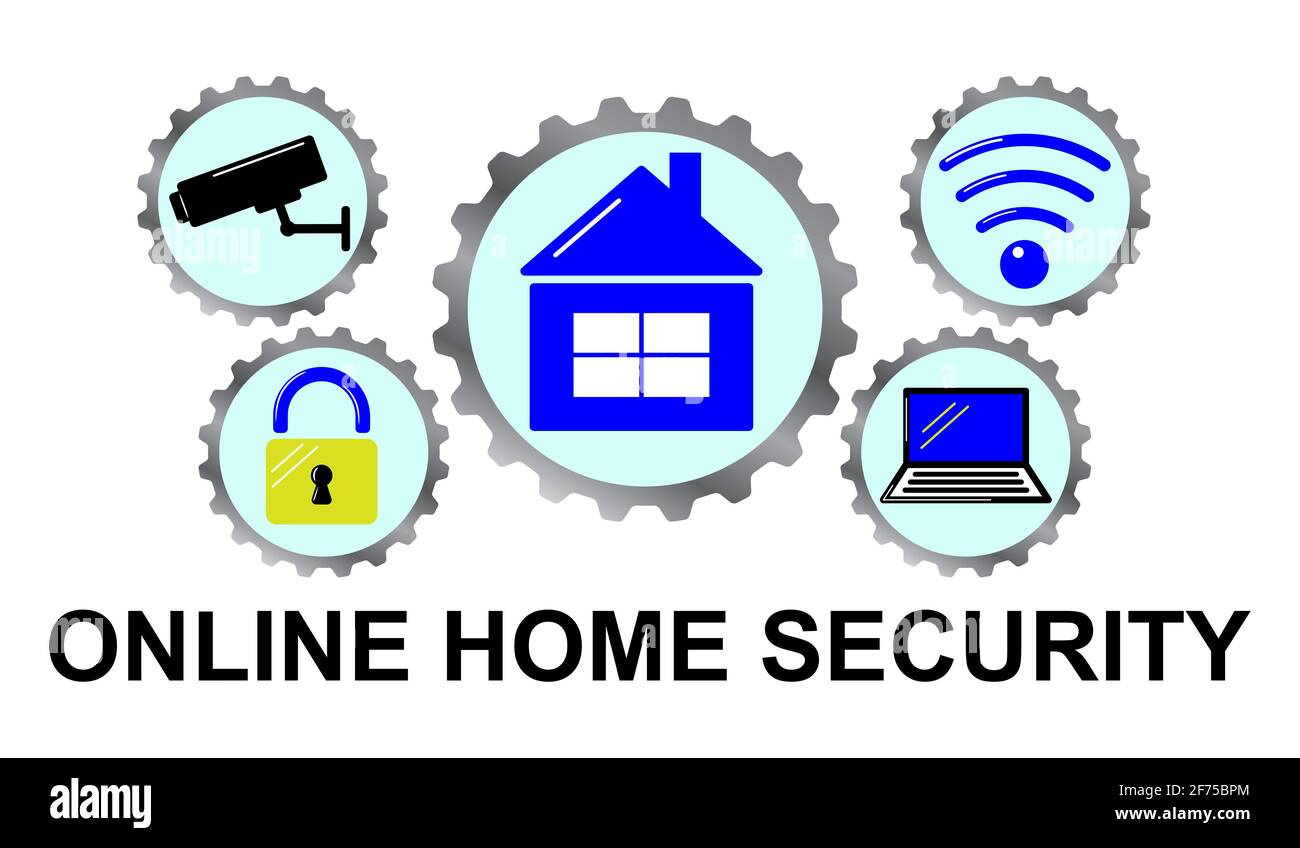Illustration of an online home security concept Stock Photo - Alamy