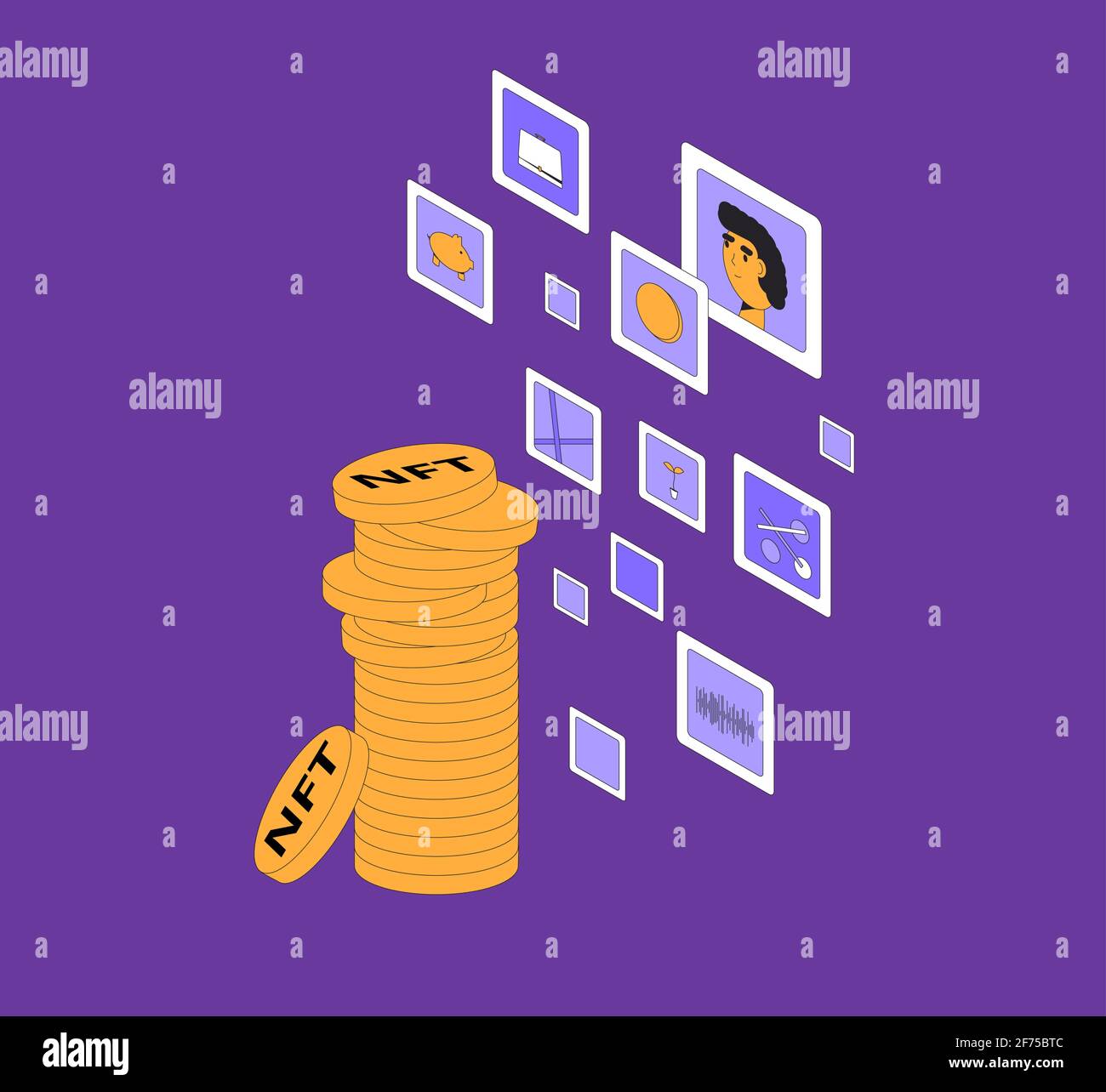 NFT. Non Fungible Token. Crypto art. Vector color illustration Stock ...