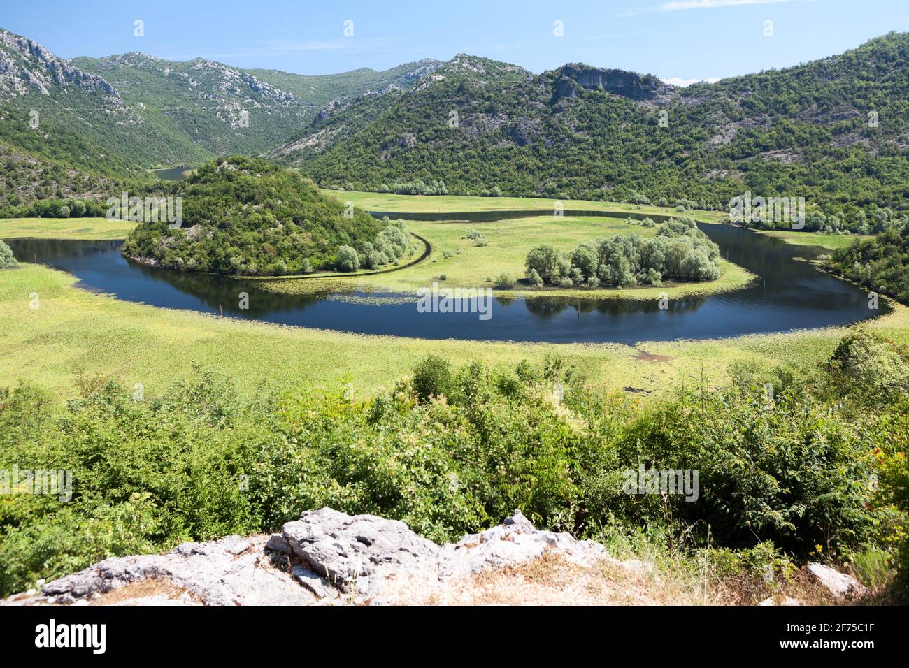 Green Pyramid and bend of the Rijeka Crnojevica River. It flowing ...