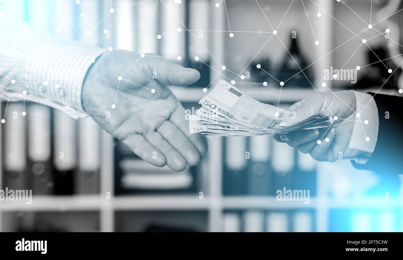 Hands exchanging cash; multiple exposure Stock Photo - Alamy
