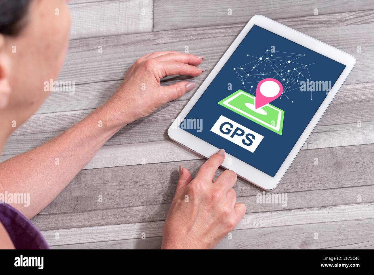 Woman using navigator system hi-res stock photography and images - Alamy
