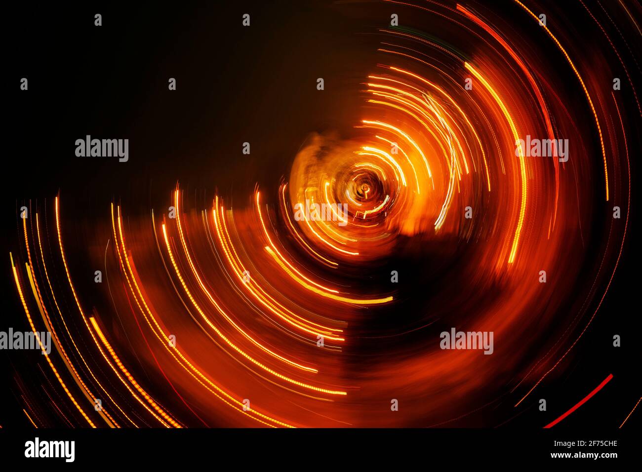 Abstract Circular radial pattern on black background. Technology ...